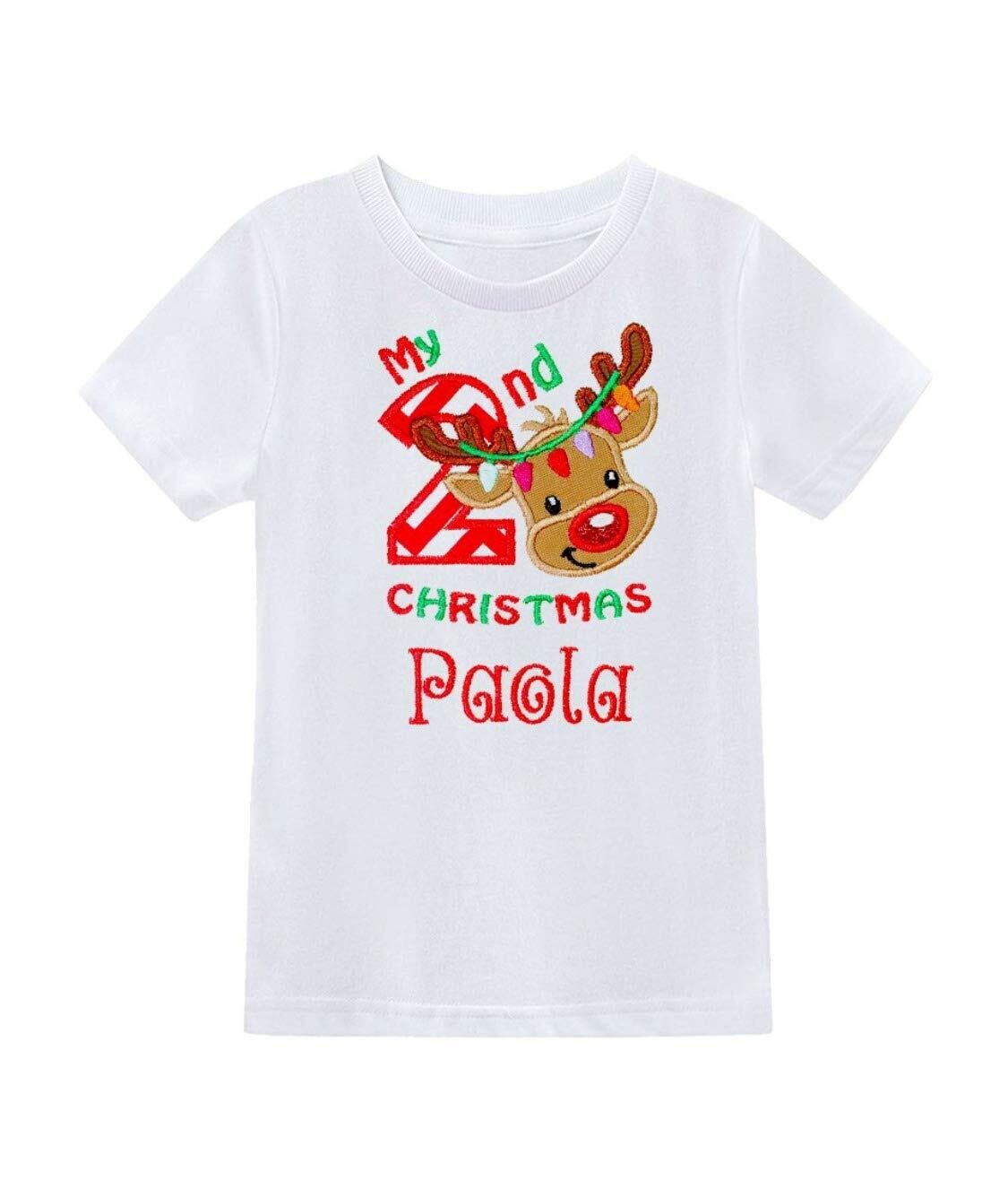 2nd Christmas T-Shirt Reindeer Personalized with Name