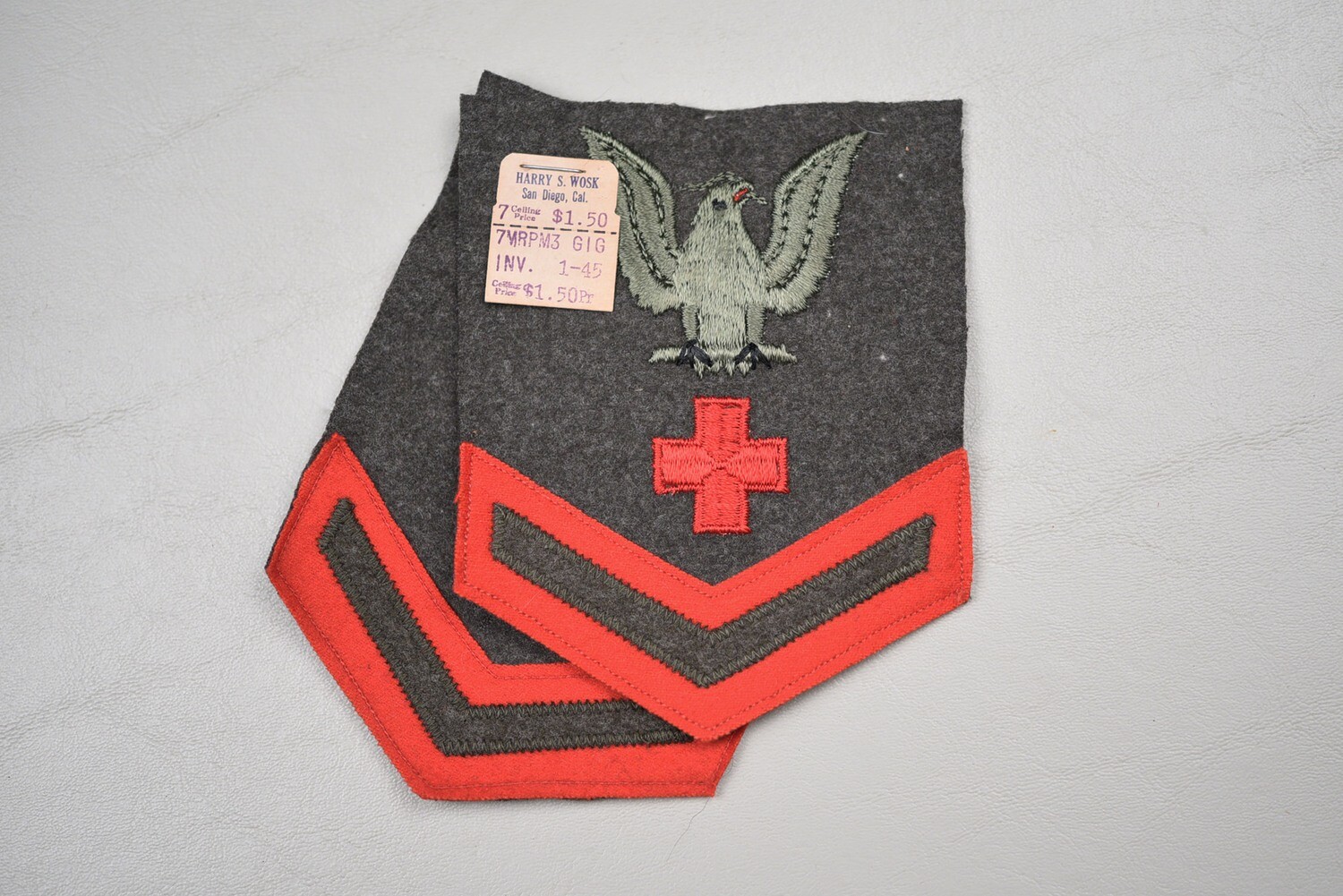 WWII U.S. NAVY CORPSMAN PHARMACIST MATE 3rd CLASS FOREST GREEN RANK ...