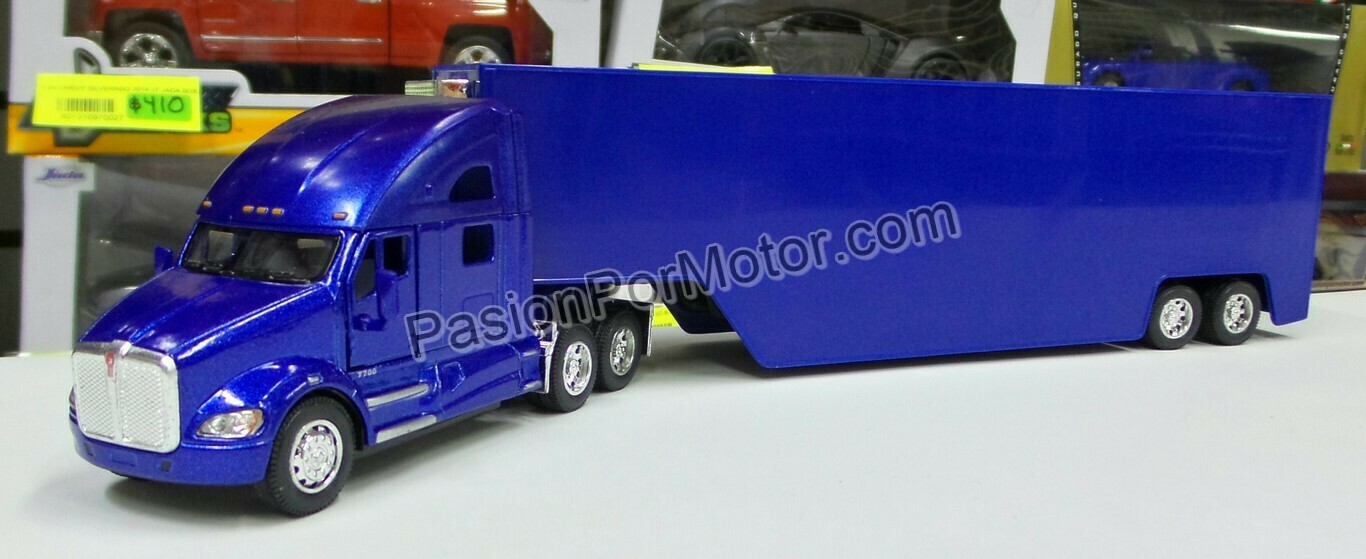 1:68 Kenworth T700 Azul C Caja Seca Panzona Trailer Kinsmart 1:64 En ...