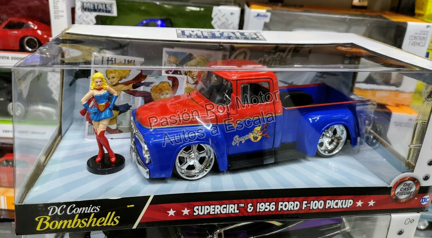 1:24 Ford F100 Pick Up 1956 & Super Girl Jada Toys Bombshells DC Comics ...