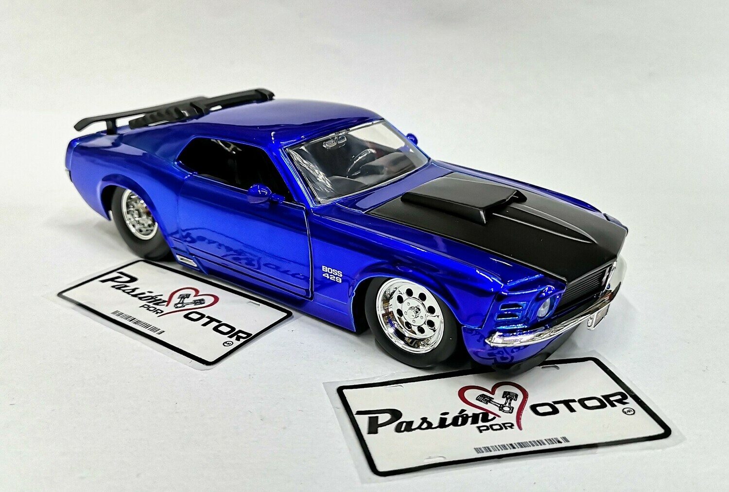 1:24 Ford Mustang Boss 429 1970 Rines 1/4 Milla Dragster Azul Camdy ...