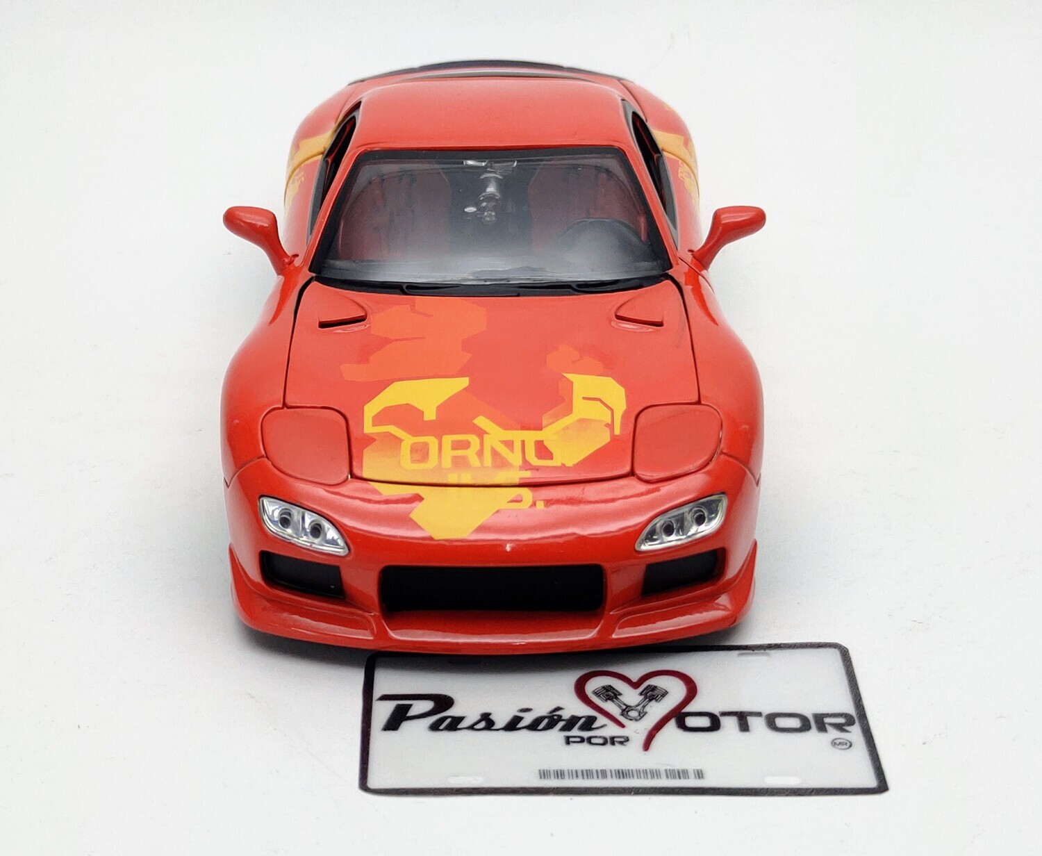 1:24 Mazda RX-7 Coupe 1993 Orange Julius ( JLS ) Naranja con graficos ...