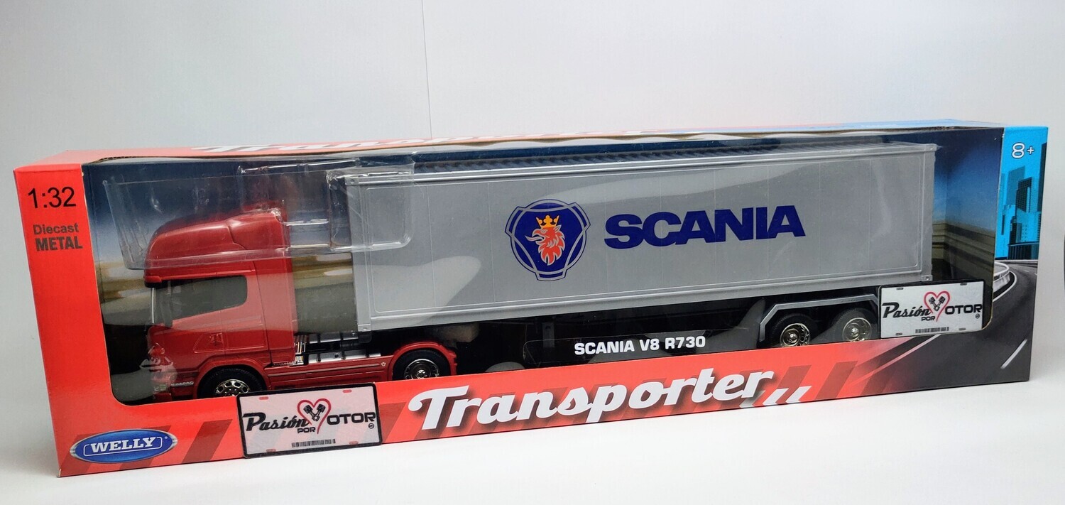 1:32 Scania V8 R730 4X2 2015 Trailer Welly Transporter Chato