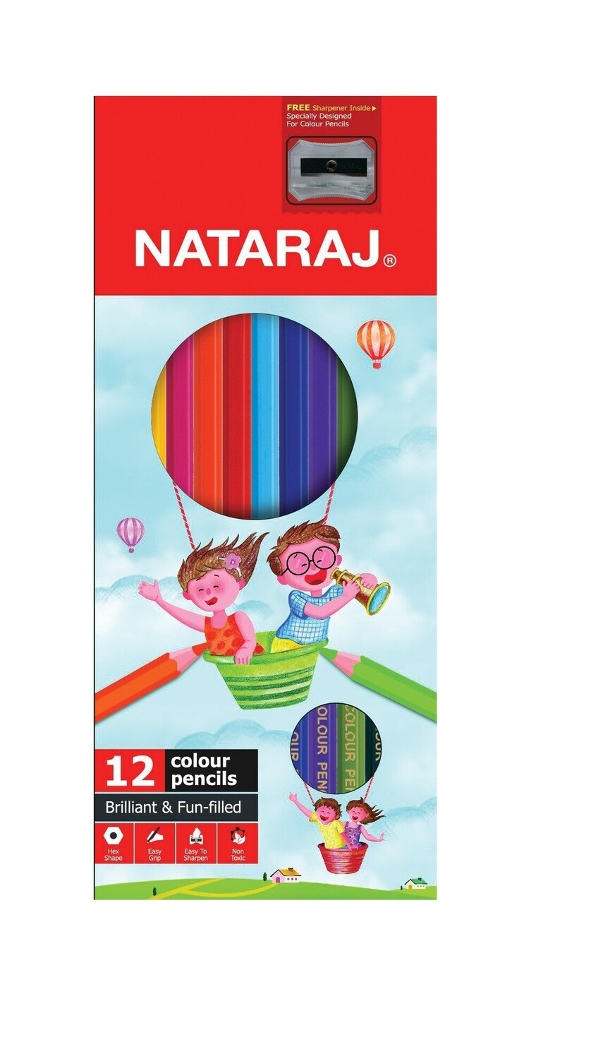 NATARAJ 12PCS FULL SIZE COLOR PENCIL W/SHARPENER