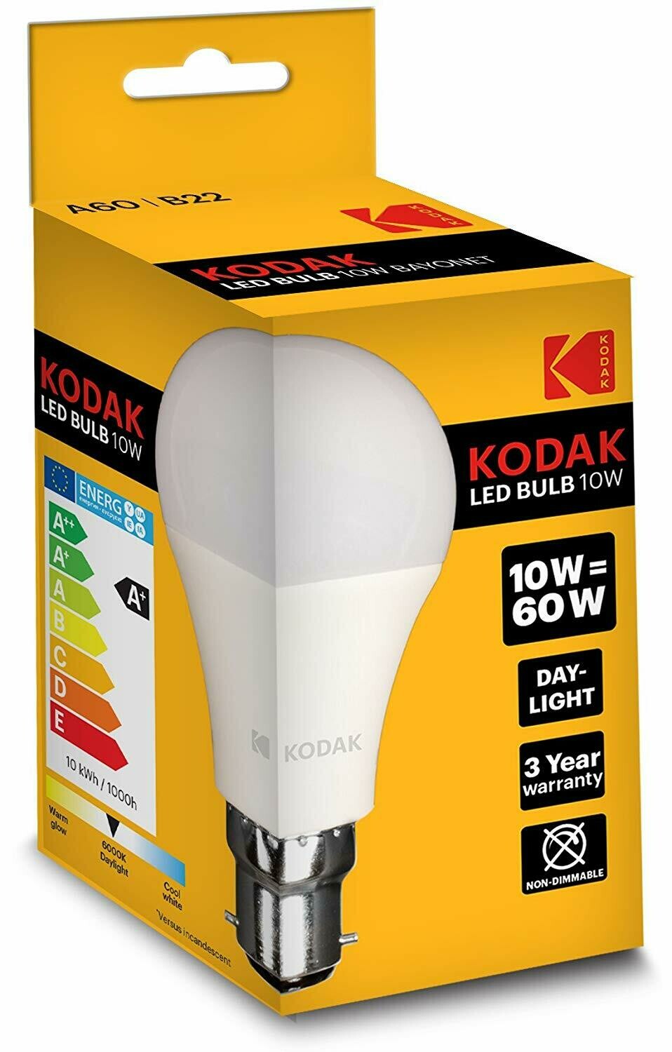 KODAK 10W LED BULB DAY-LIGHT B22 BAYONET 30415676
