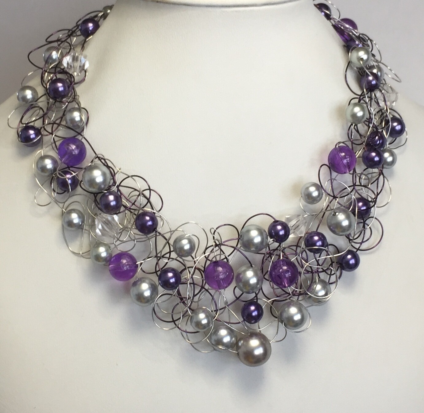 COLLIER ROYAL MIX PERLES MAUVE