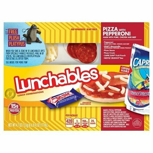 Lunchable Pepperoni Pizza includes Drink