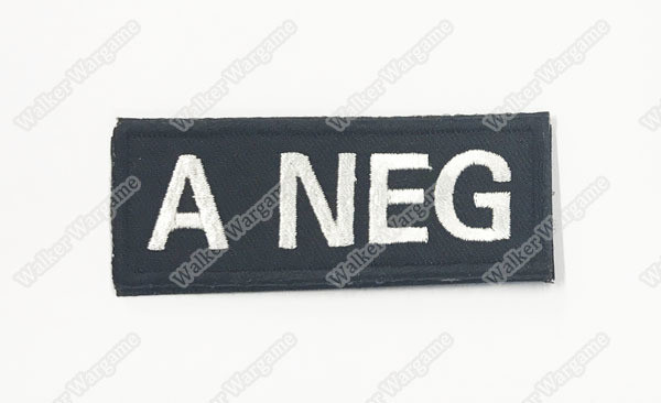 WG040B US Army A NEG Blood Type Patch With Velcro - SWAT Black