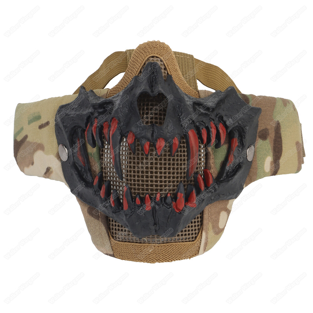 WST Fangs Mesh Mask -Red Teeth Multicam Mask