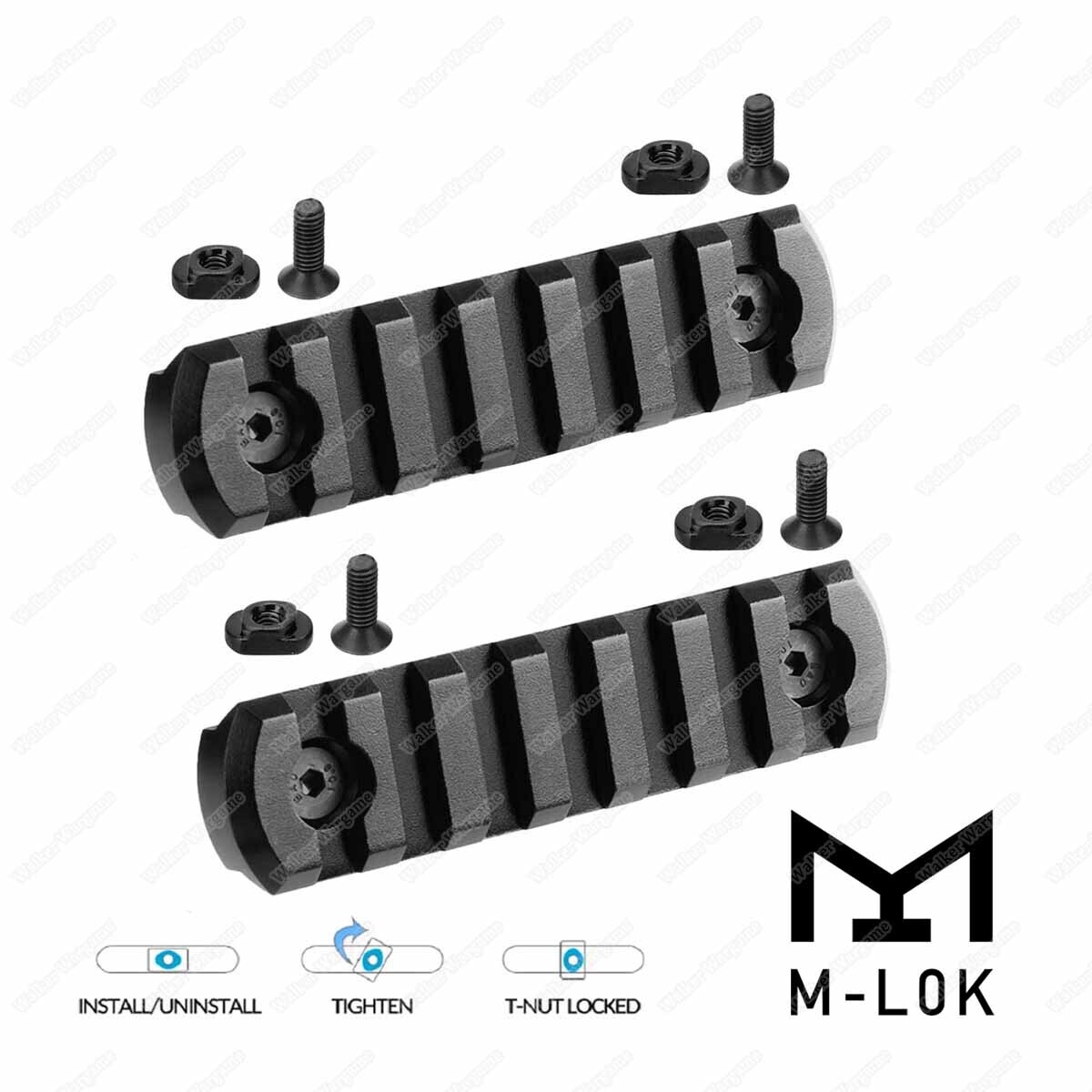 5 Slot M-LOK MLOK Picatinny Side Rail 2 Pics - Black