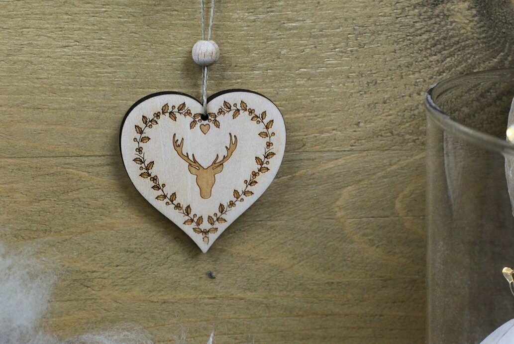 Lot de 10 Coeur tête de cerf