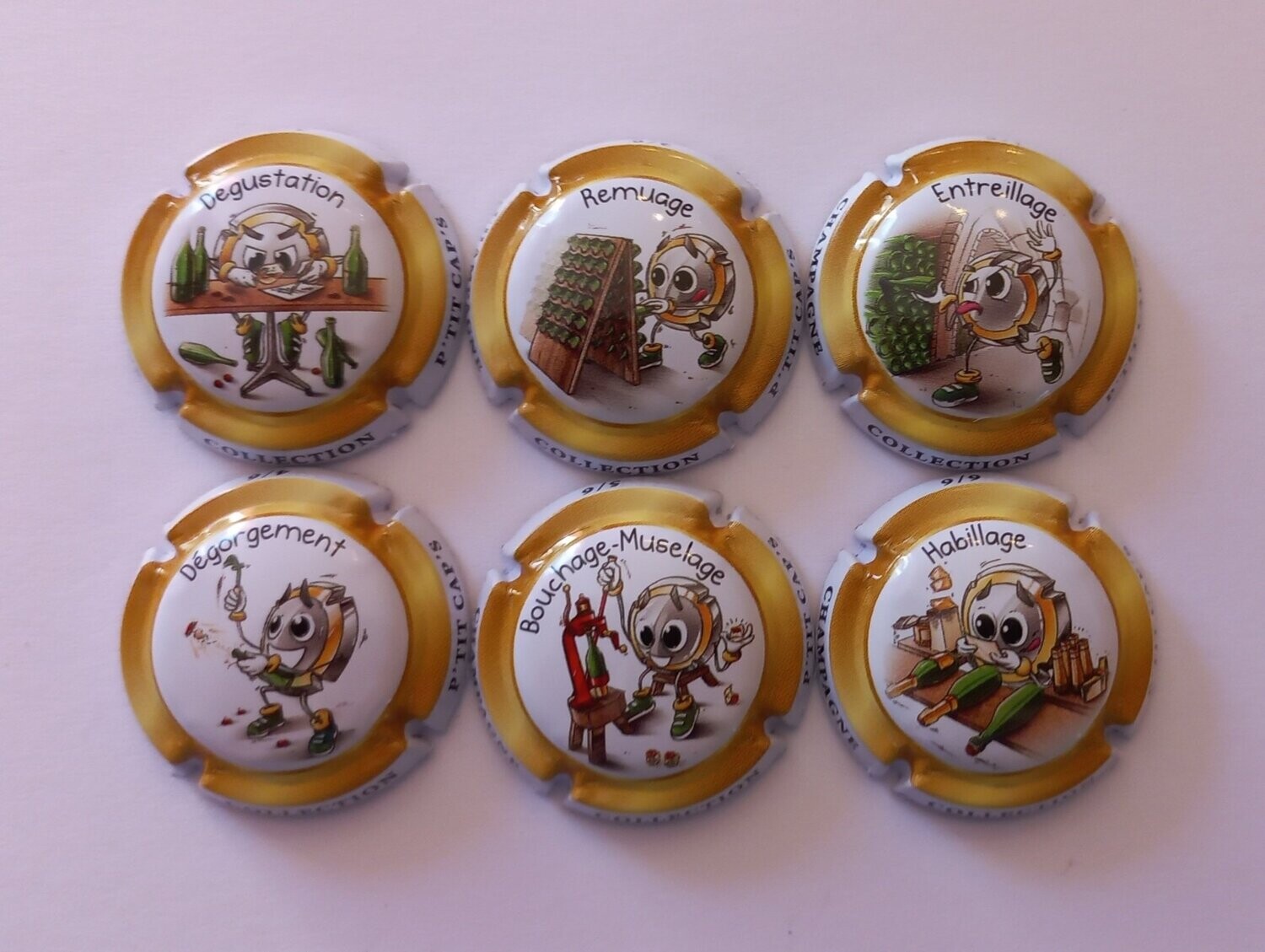 6 BELLES CAPSULES CHAMPAGNE GENERIQUE P'TIT CAP'S REF N°1204 a 1204e NEWS