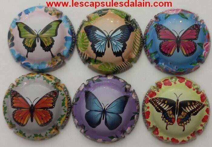 6 BELLES CAPSULES CHAMPAGNE GENERIQUE LES PAPILLONS 2022 REF N° 1268 a ...