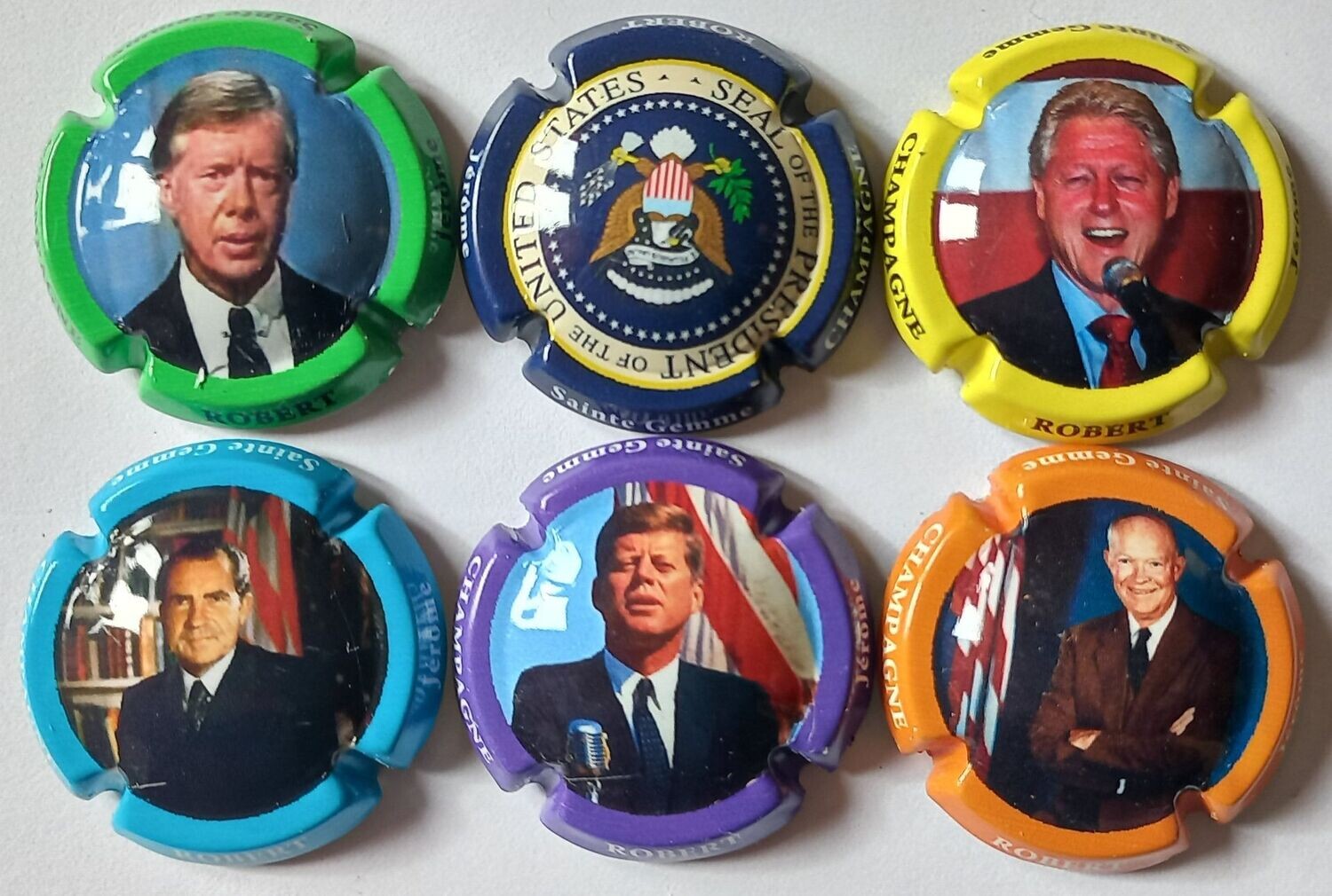 6 BELLES CAPSULES CHAMPAGNE ROBERT JEROME PRESIDENTS REF N° 18 a 18e NEWS