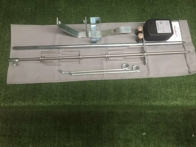 Hillbilly Battery Spit KIT with the Cookstand in Canvas Carry Bag.