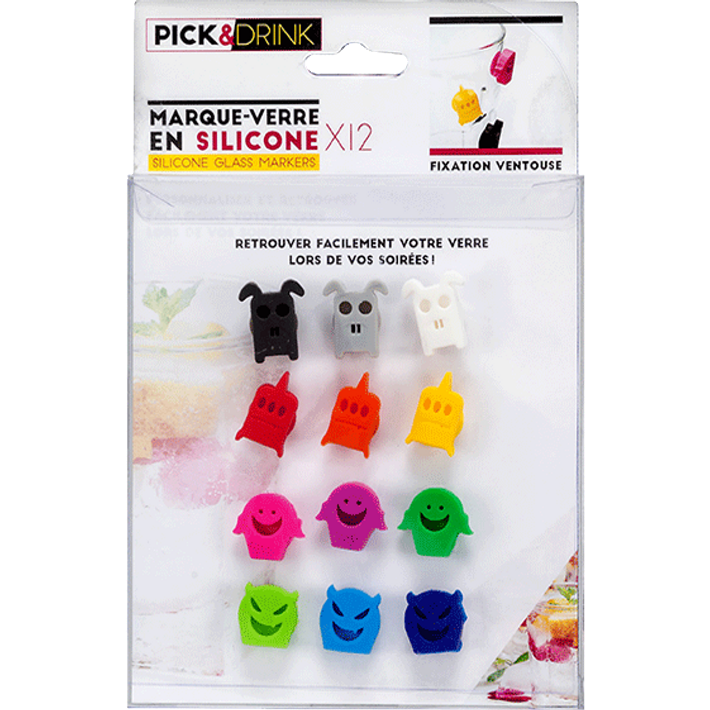 Marque-verre en silicone (12 pièces)