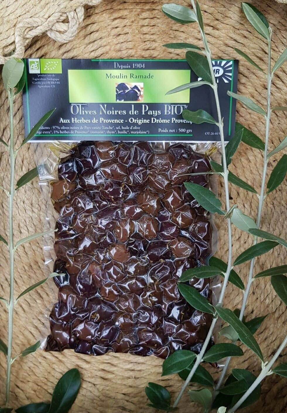 Olives Noires de Pays Bio - Sachet sous Vide 500gr