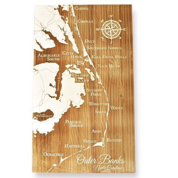 Outer Banks, North Carolina Wood Map