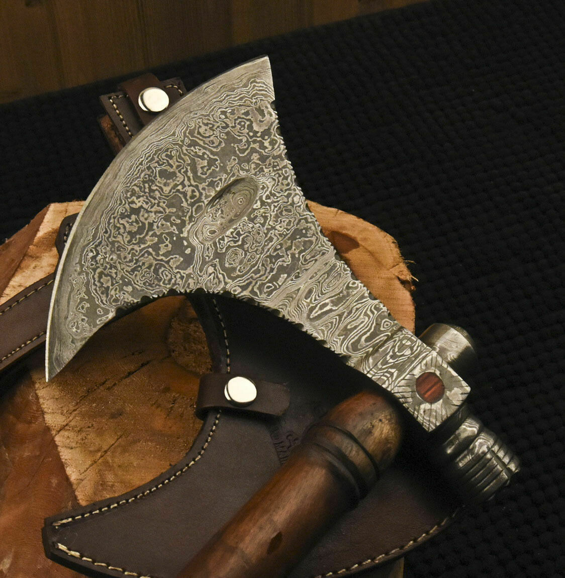 Handmade Damascus Steel Axe With Rose wood handle