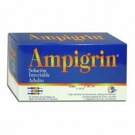 Ampigrin 500mg solucion inyectable caja con 3 ampolletas