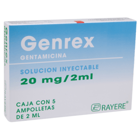 Genrex 20mg Solución Inyectable 5 ampolletas 2mL