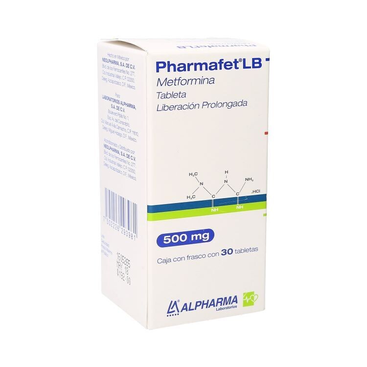 Pharmafet LB 500mg oral 30 tabletas de liberación prolongada