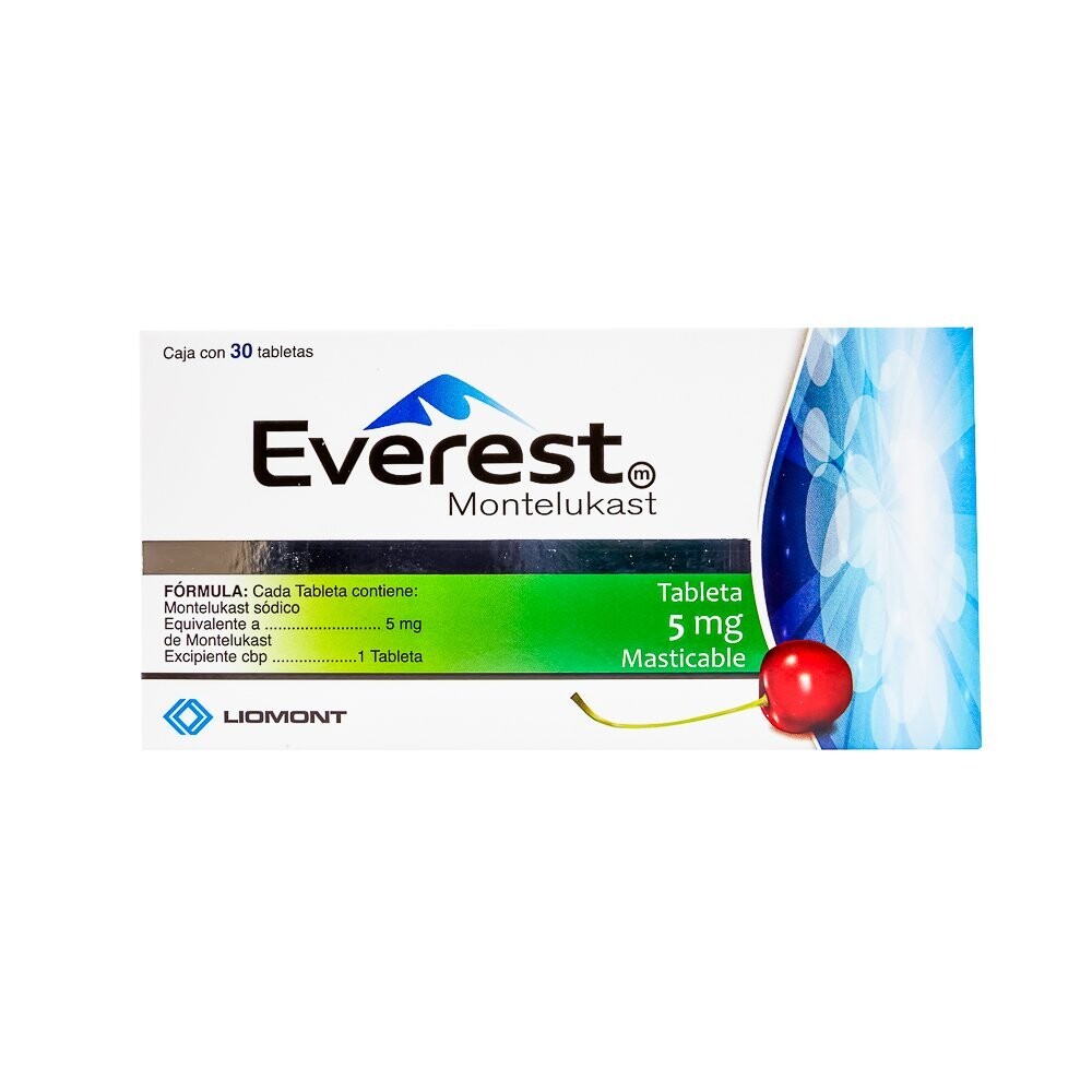 Everest 5mg oral 30 Tabletas Masticable