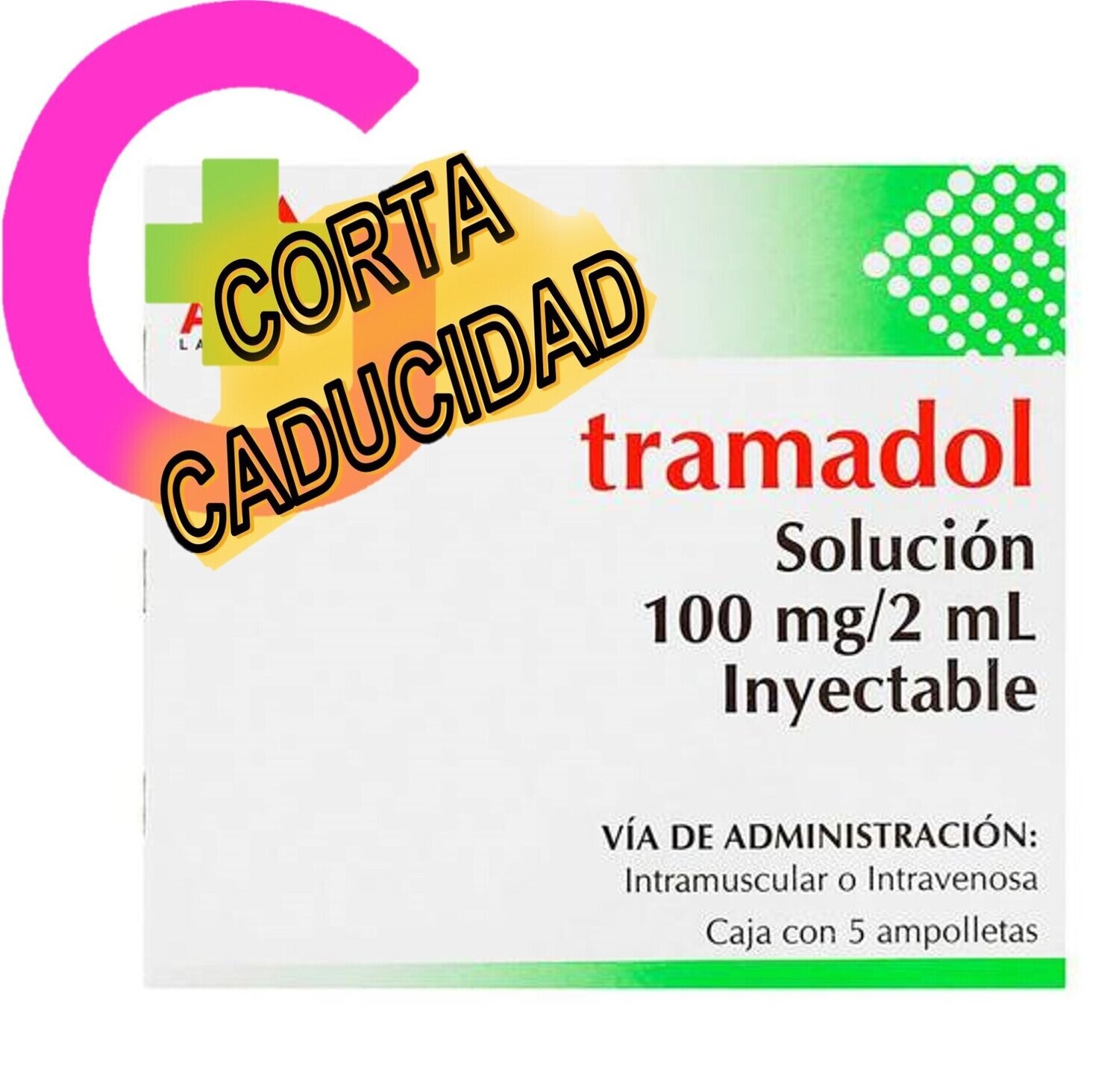 Tramadol 100mg Solución Inyectable 5 Ampolletas