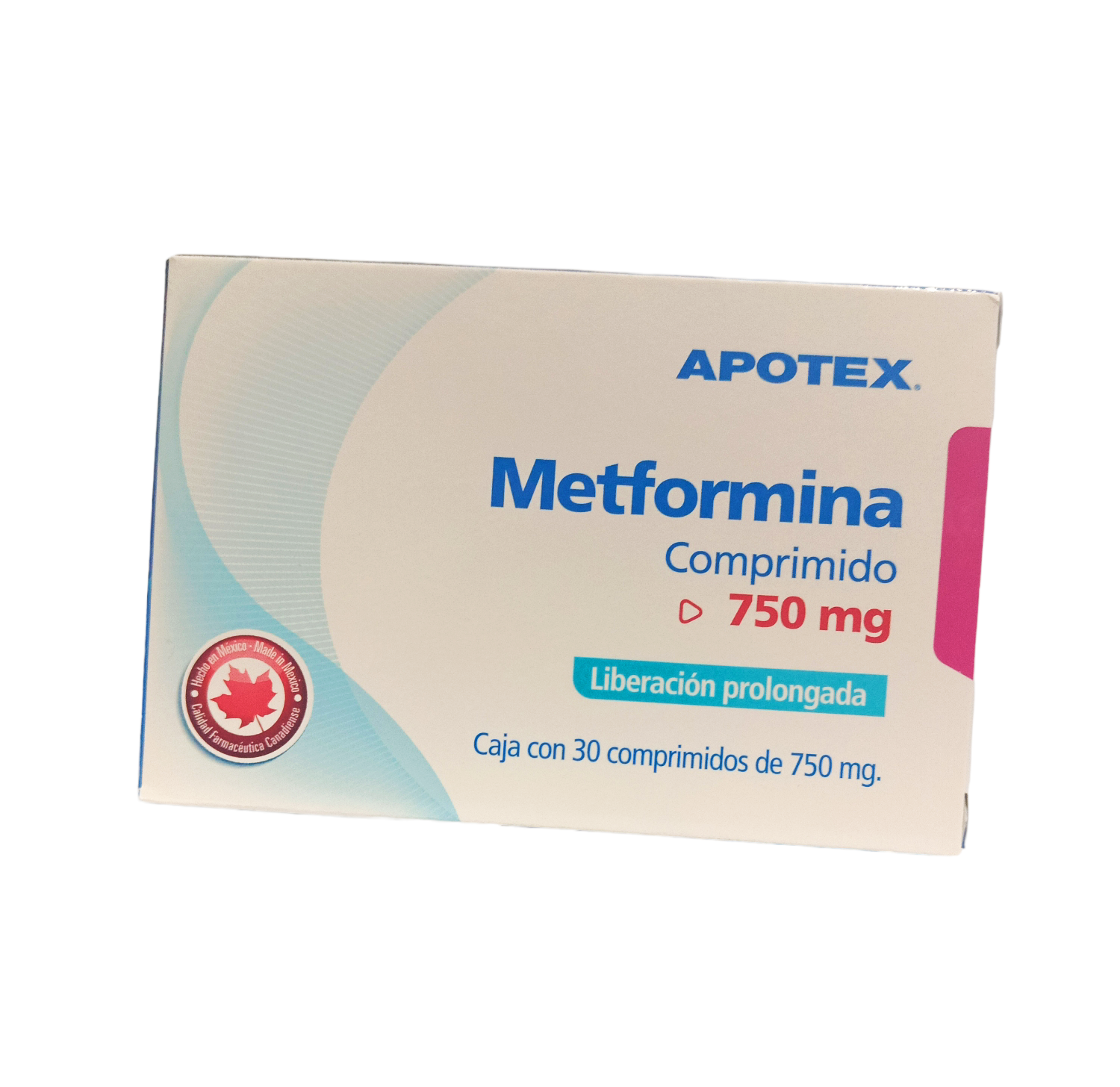 Metformina 750mg oral 30 Tabletas