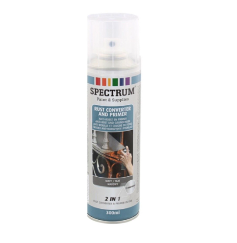 SPECTRUM RUST CONVERTER & PRIMER 8710259012007 AEROSOL ANTI ROUILLE TRANSPARENT MATT 300ML ...
