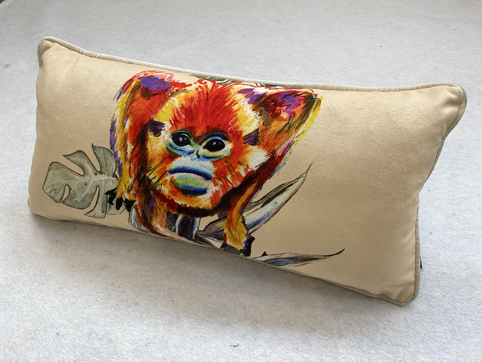 Cream Snub-Nosed Magic Monkey Lozenge Cushion - Store - Ray Clarke