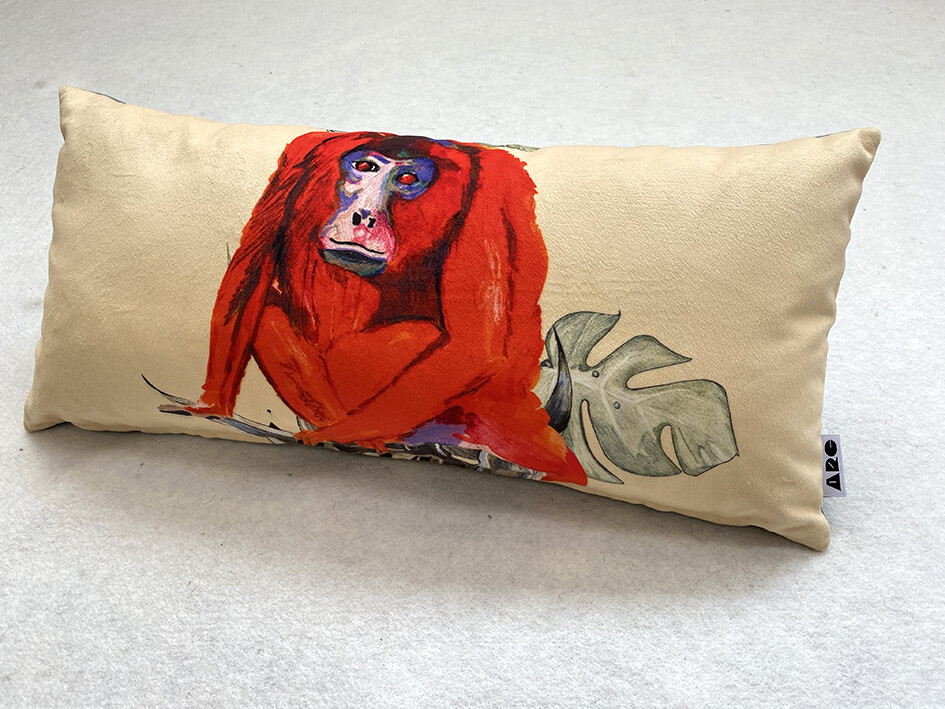 Red Howler Magic Monkey Lozenge Cushion - Store - Atelier Ray Clarke