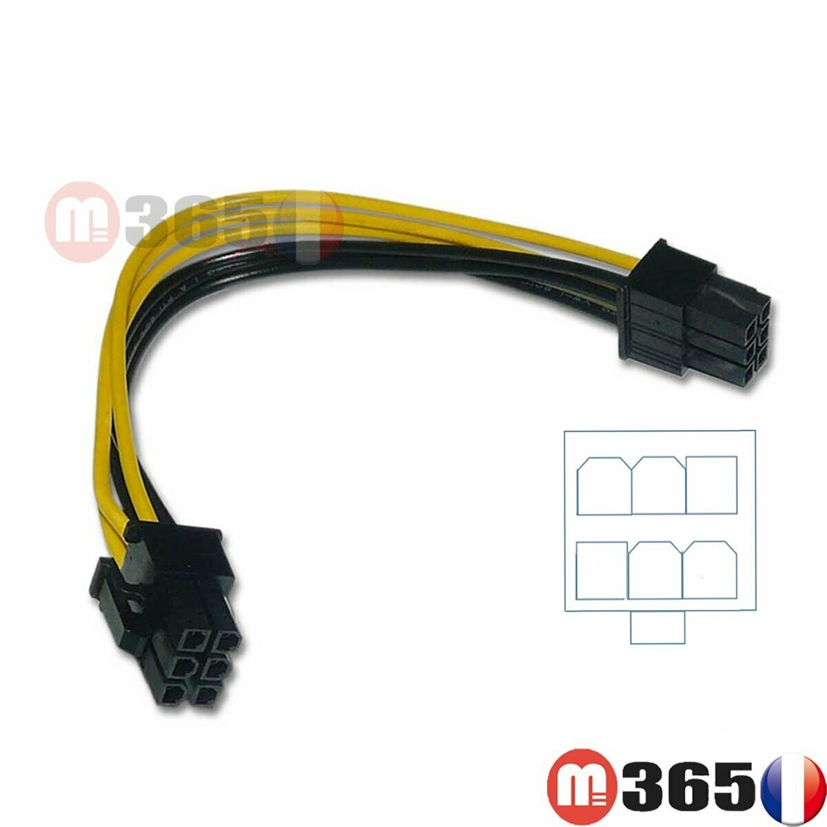Cable 6pin rallonger Alimentation de carte graphique mâle-mâle