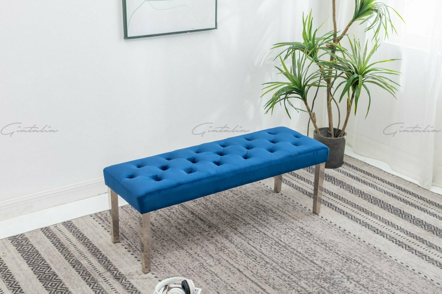 Canterbury Navy Luxury Velvet Dining Bench
