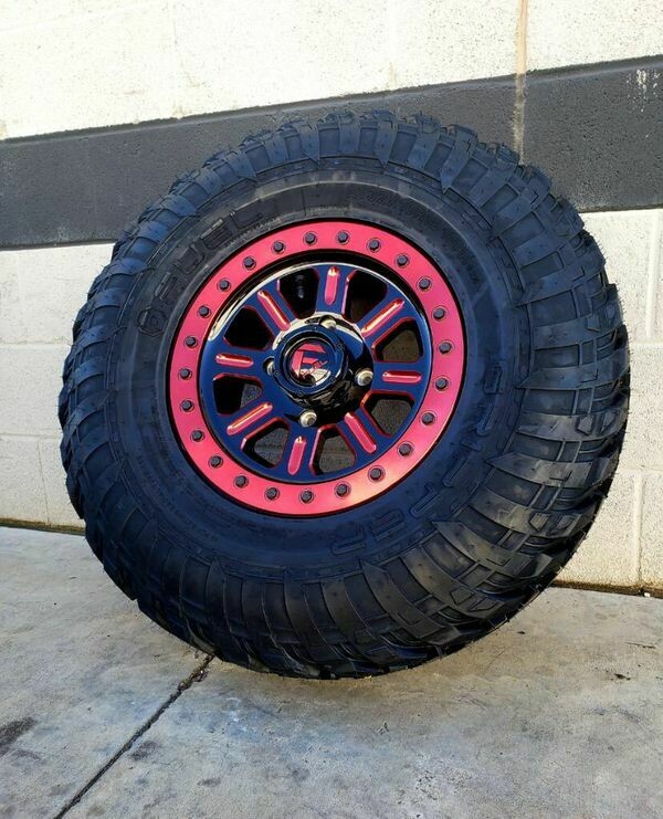 Fuel Hardline D911 15x7 4x136/4x137 38mm Black Milled Red Wheels & EFX ...