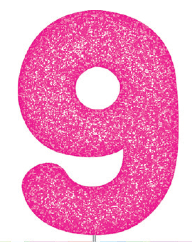 Pink Glitter Number Cake Birthday Candles 9