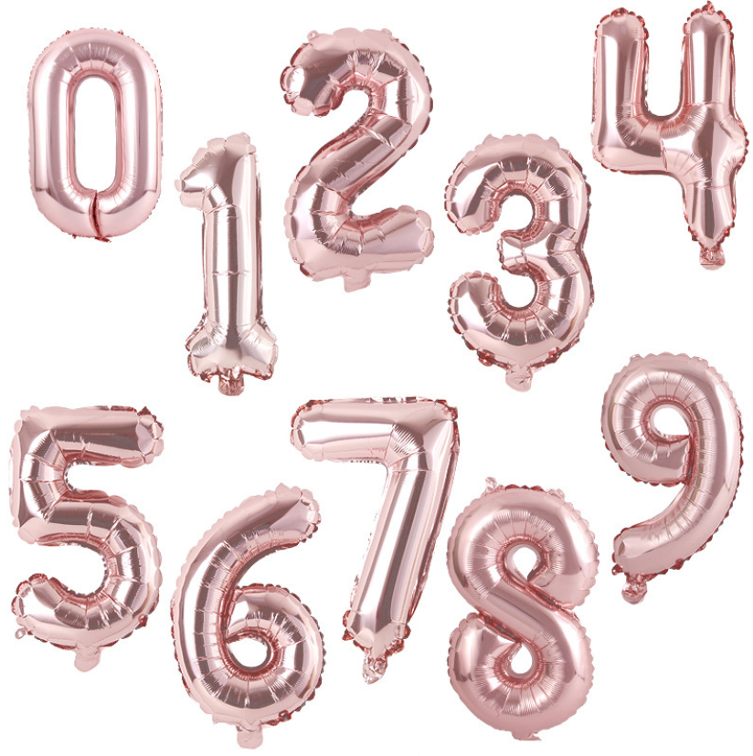 16"/35 cm Rose Gold Number Foil Balloon 0-9 (can't float)