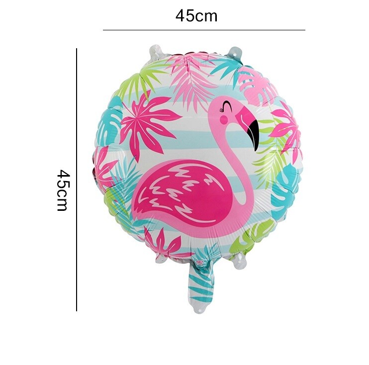 Hawaii Party Theme Round Flamingo Foil Balloon *Helium Filled*