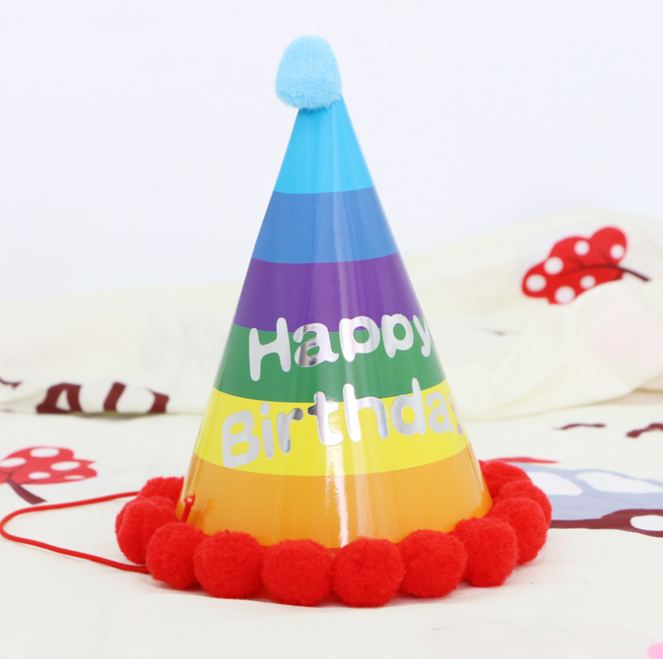 1pk Rainbow Happy Birthday Hats