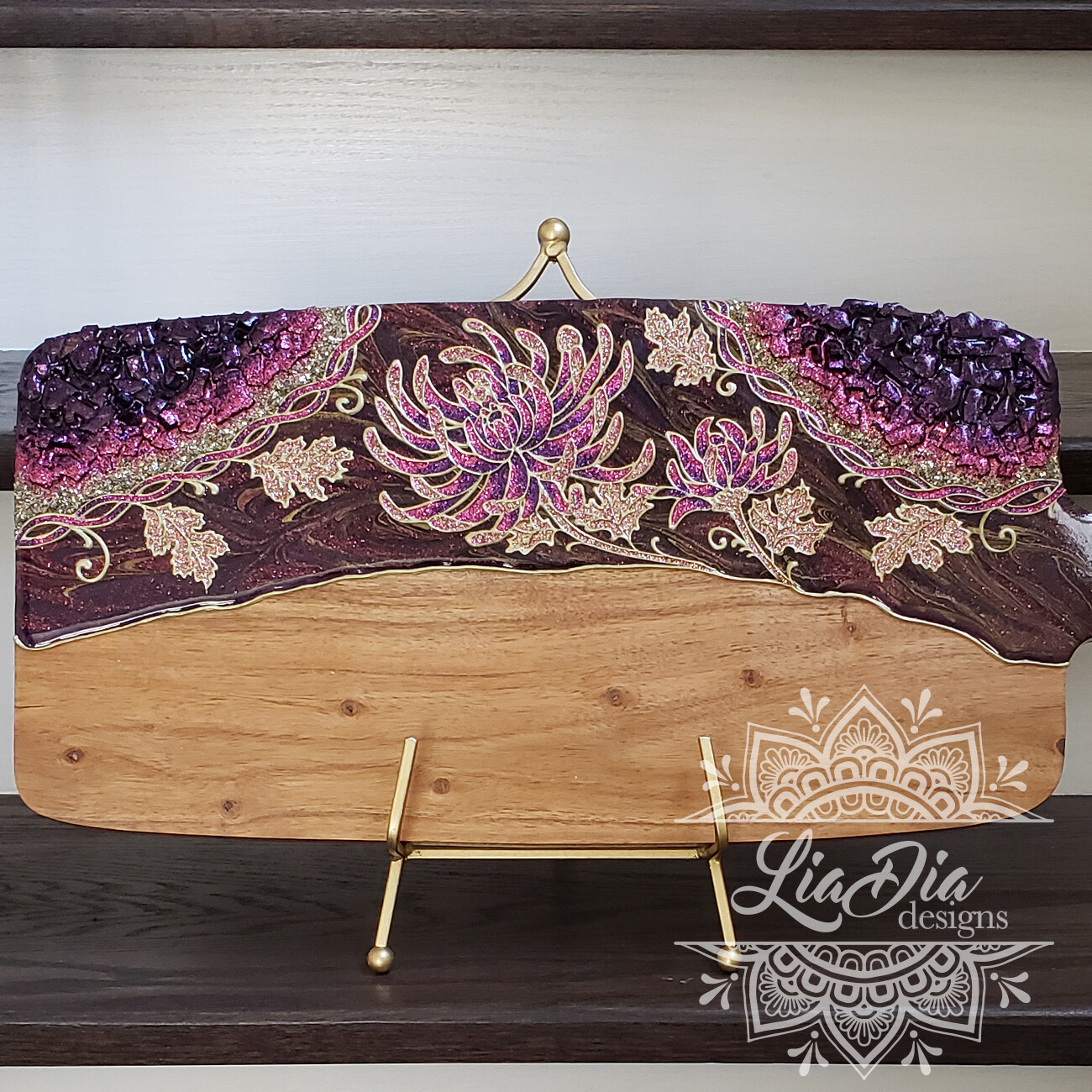 Spider Mums Resin Geode Style Charcuterie Cheese Paddle Board