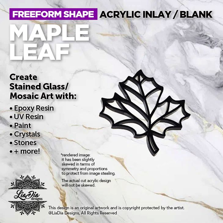 Freeform - Maple Leaf - Inlay / Silhouette - 5" Black Acrylic Blank