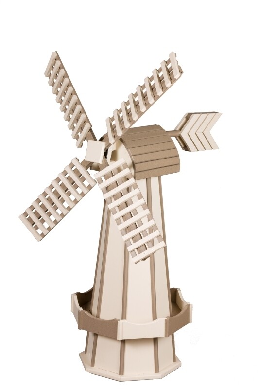 Handcrafted Poly Lawn Windmill - Ivory and Weatherwood