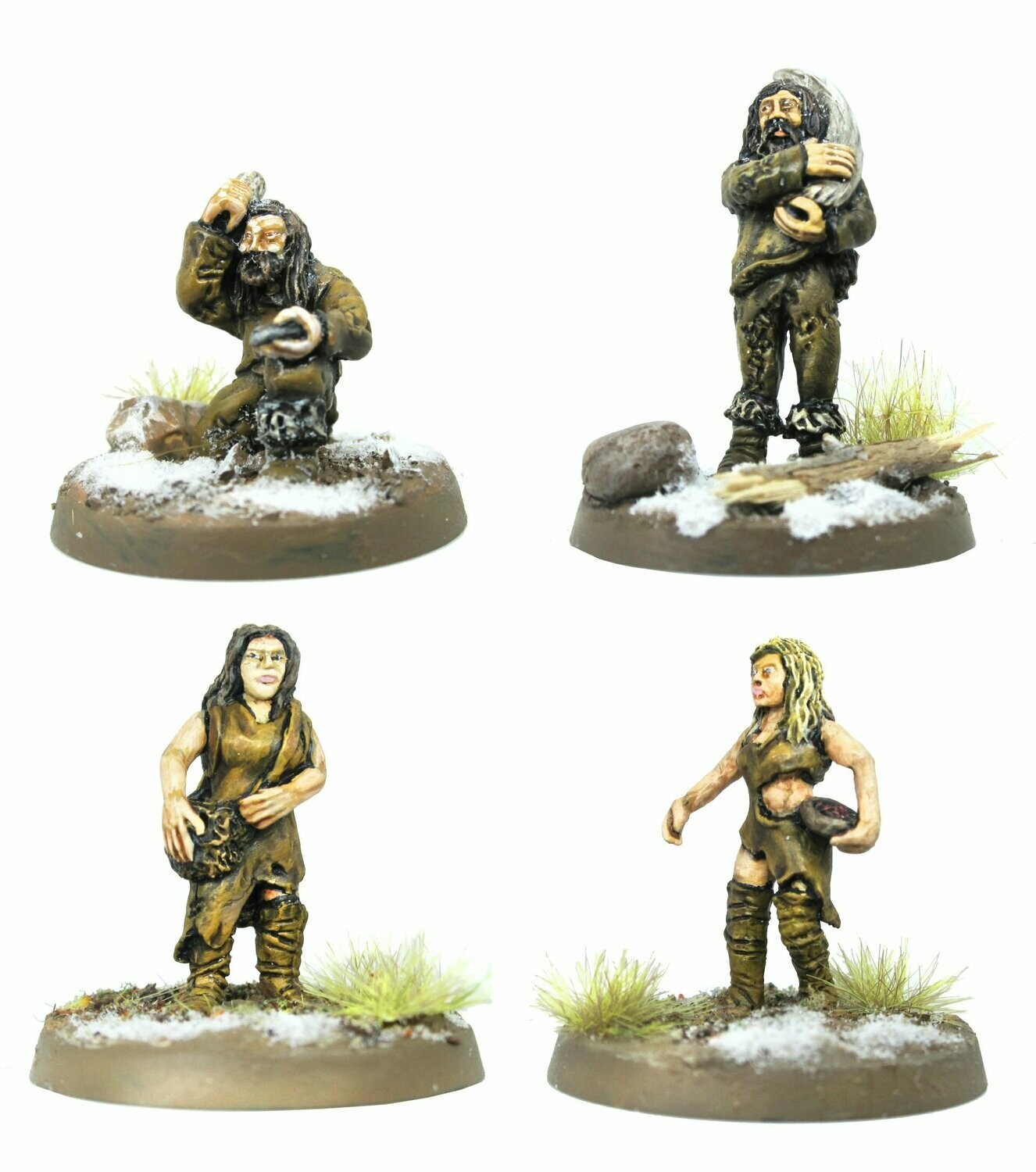 Prehistoric Settlement - 28mm Cavemen Civilian pack x 4