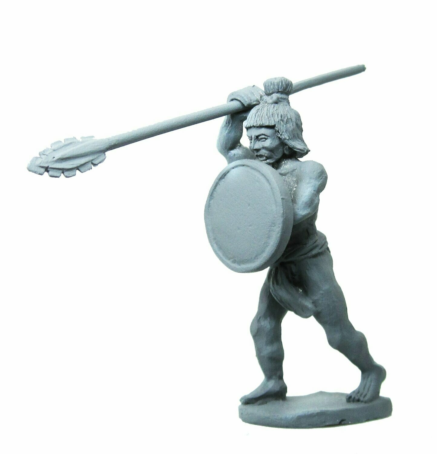 Aztec warrior running with spear