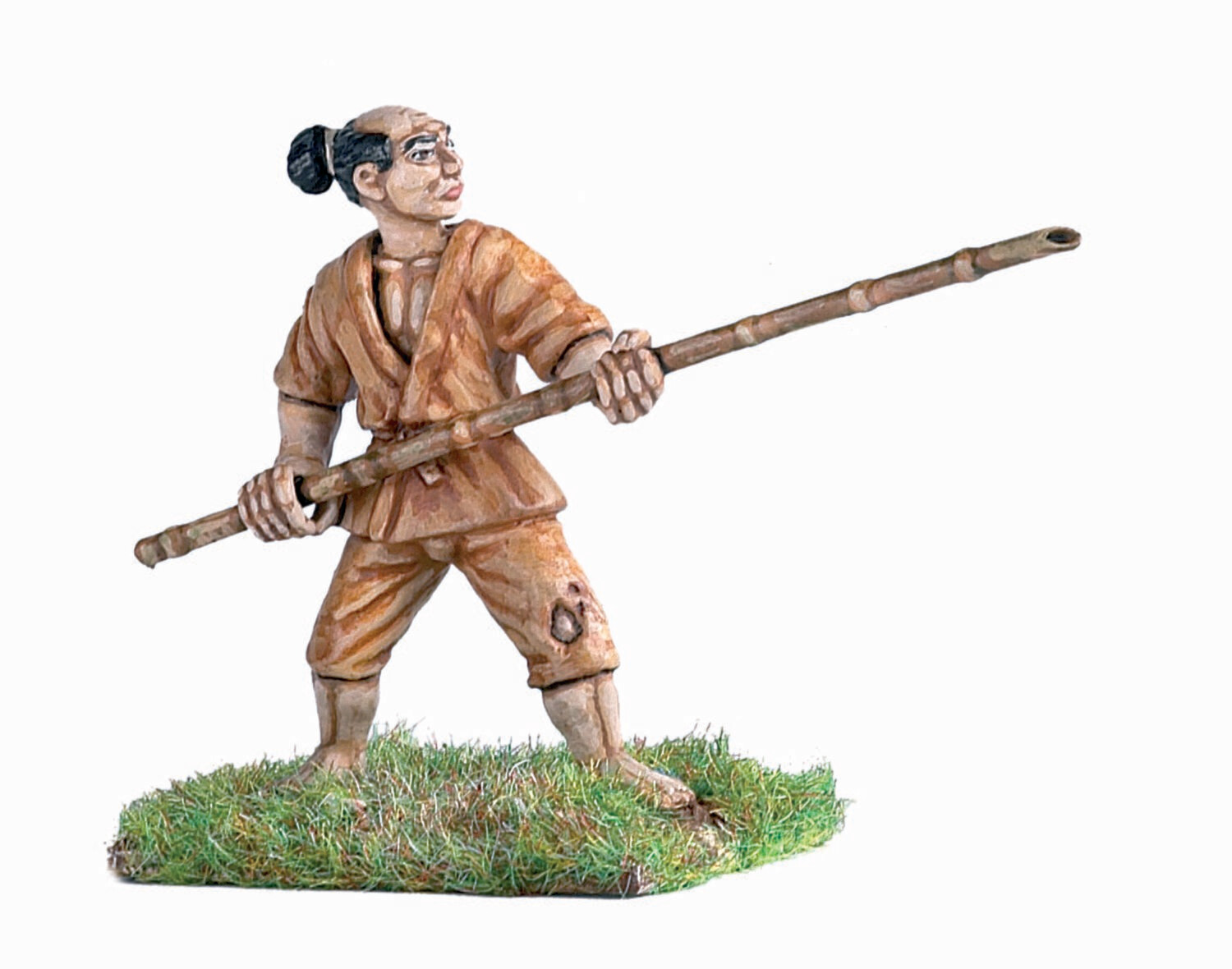 Peasant ready with bamboo spear
