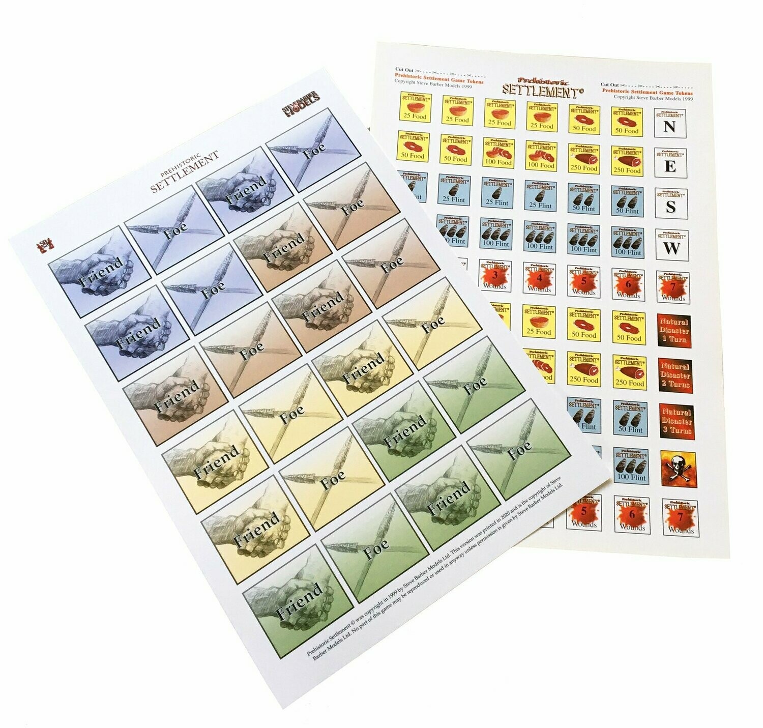 Prehistoric Settlement cards and tokens