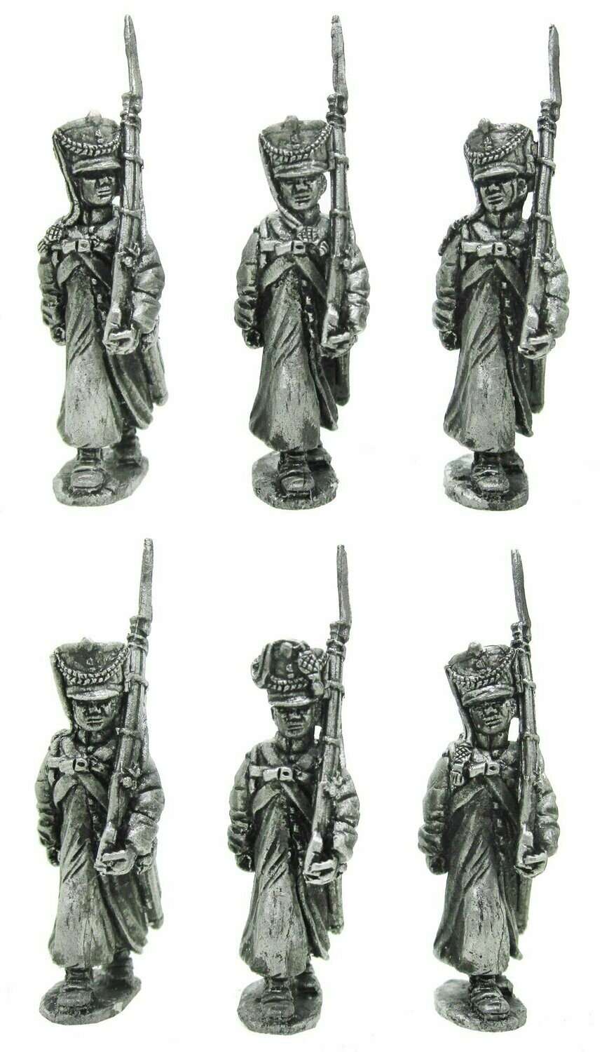 28mm Napoleonic Russian Musketeers/Jagers in greatcoats marching