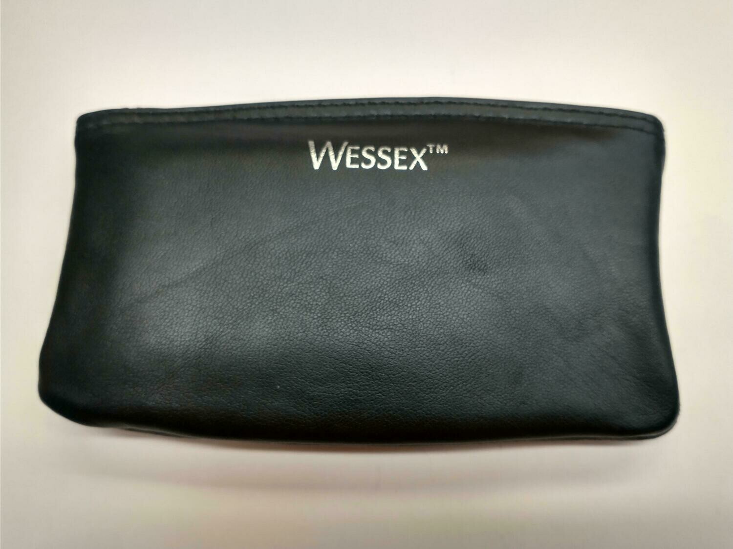 Fine Black Leather Zipper Pipe Tobacco Pouch