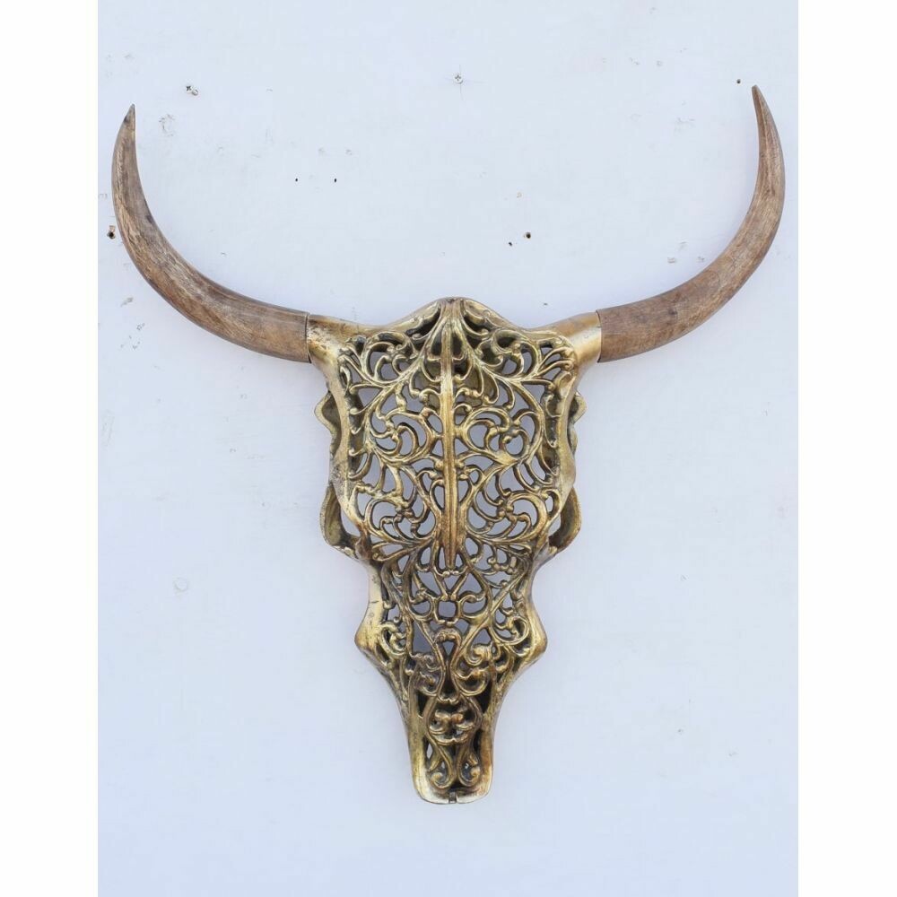Brass Tribal Bison Head