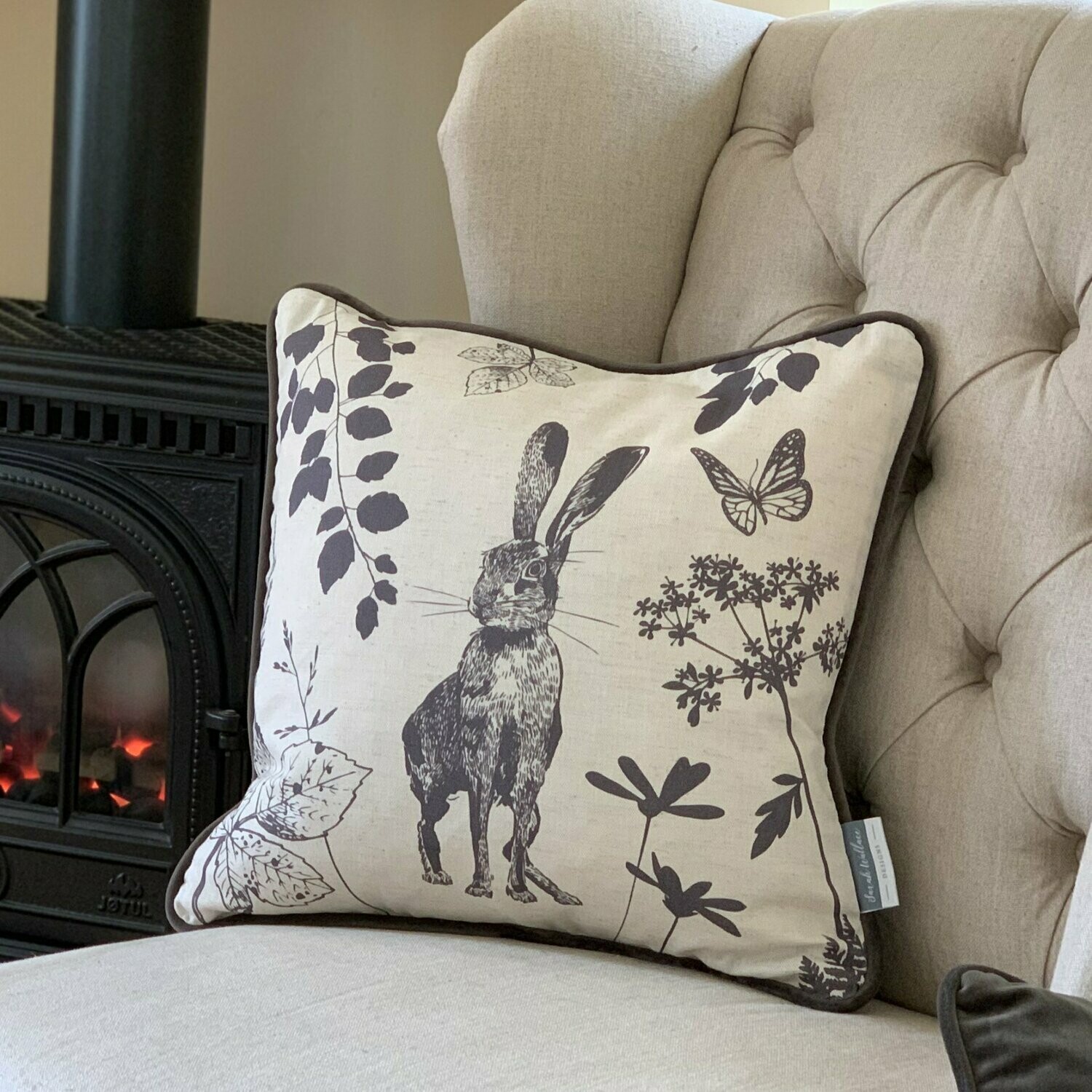 Grey Hare Cushion - Full Hare